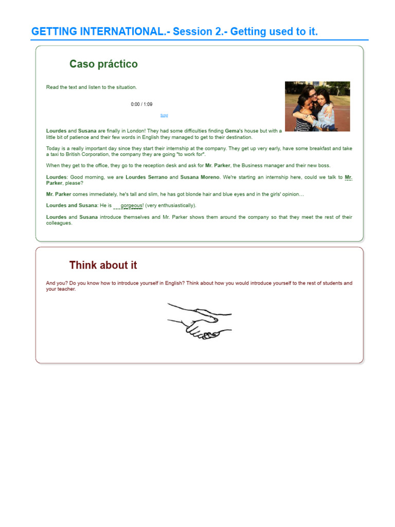 ING01 GETTING INTERNATIONAL. - Session 2. - Getting Used To It. | PDF | Syllable | Linguistics