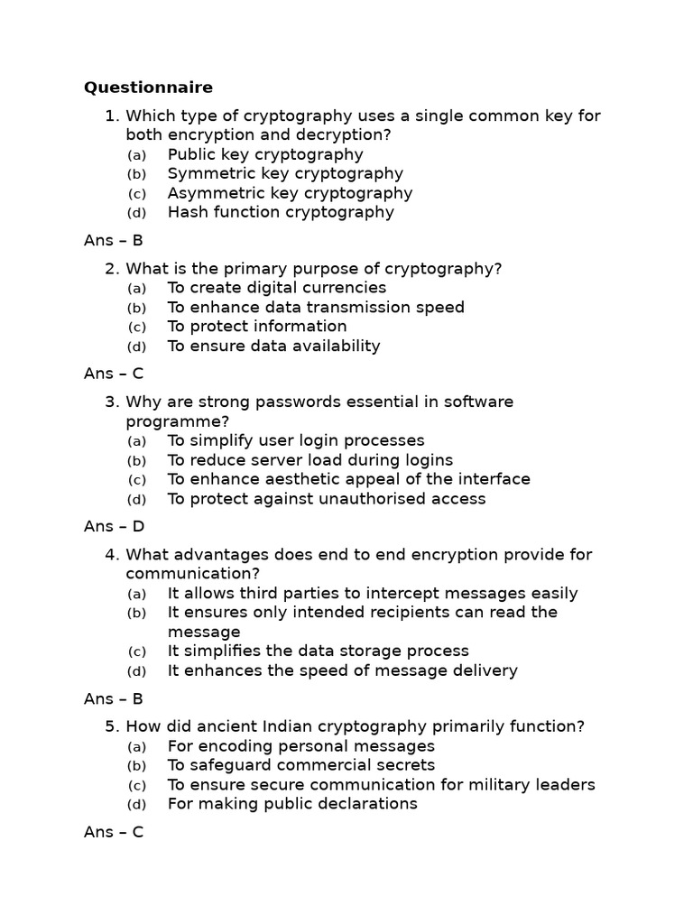 Questionnaire FDP | PDF | Mathematics | Cryptography