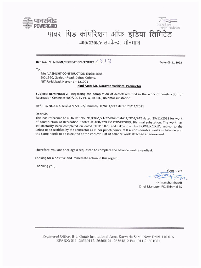 Completion Letter | PDF