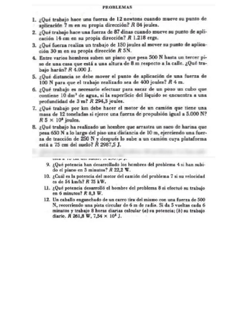 Ejercicios de Trabajo Otencia y Energia | PDF