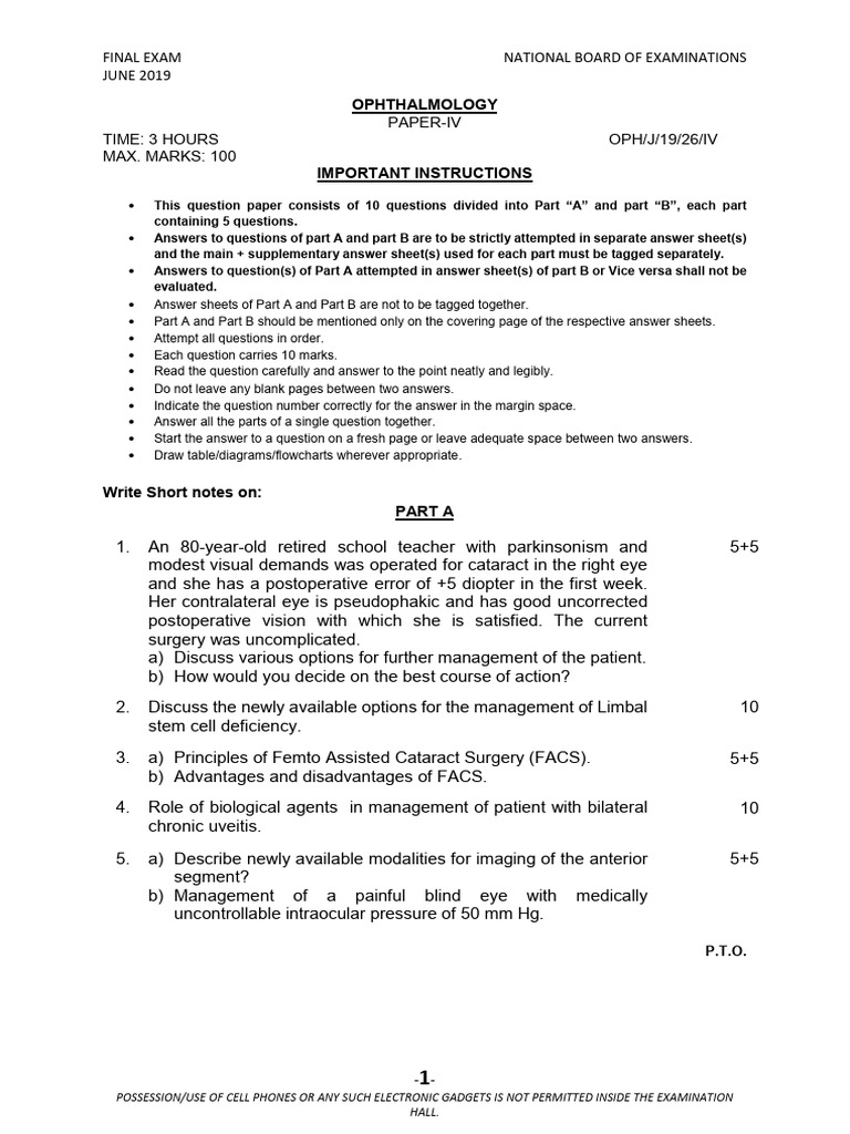 Ophthalmology Paper 4 | PDF | Ophthalmology | Human Eye