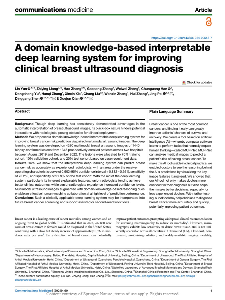 A Domain Knowledge-Based Interpretable Deep Learni | PDF | Medical Ultrasound | Medical Imaging