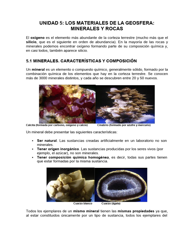 Características y Clasificación de Minerales | PDF | Roca (geología ...