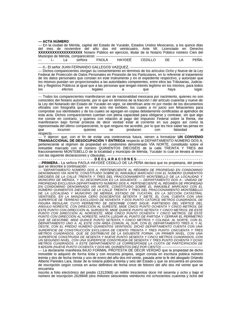 Convenio de Desocupación Inmobiliaria | PDF | Ley común