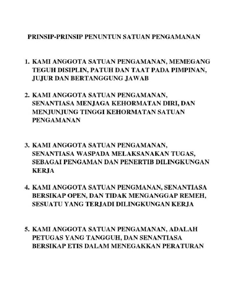 PRINSIP PENUNTUN SATPAM | PDF