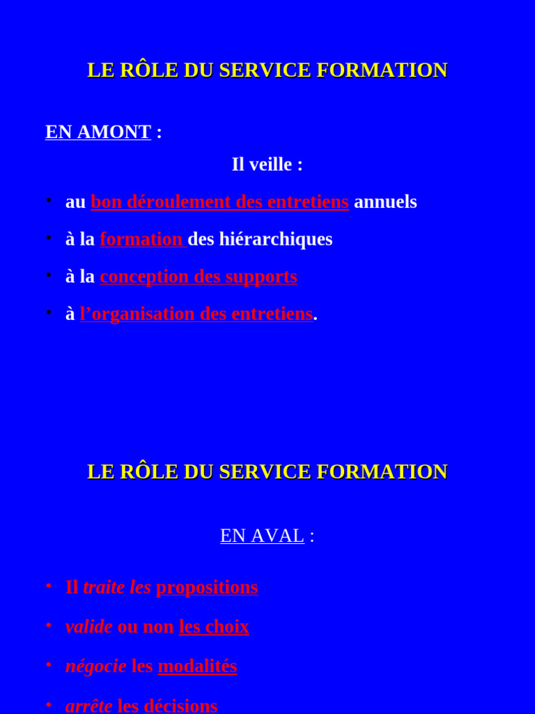 Rôle et responsabilités du service formation | PDF