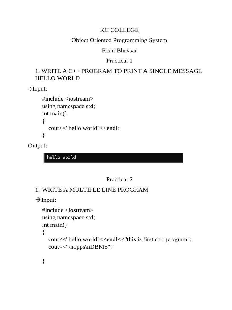 C++ Programming Basics and Examples | PDF | Namespace | Computer ...