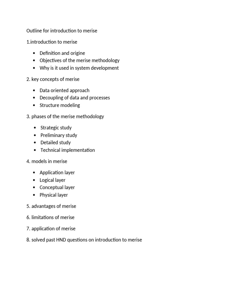 Outline For Introduction To Merise | PDF