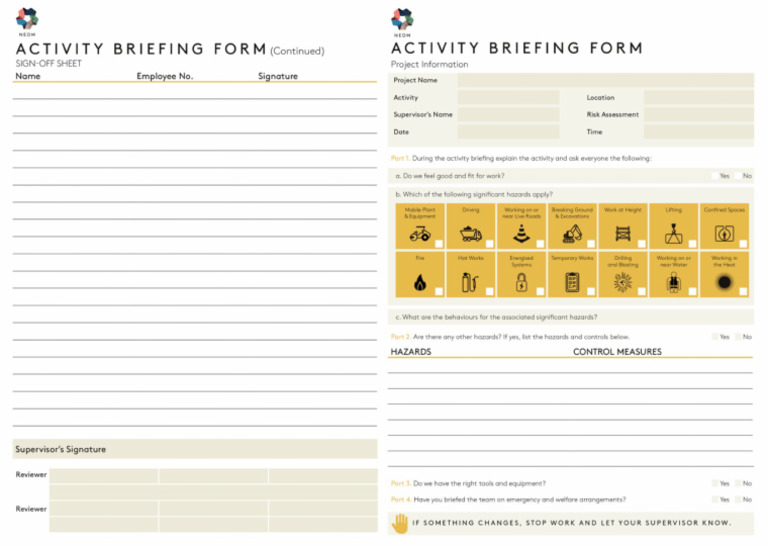 Activity Briefing Form | PDF