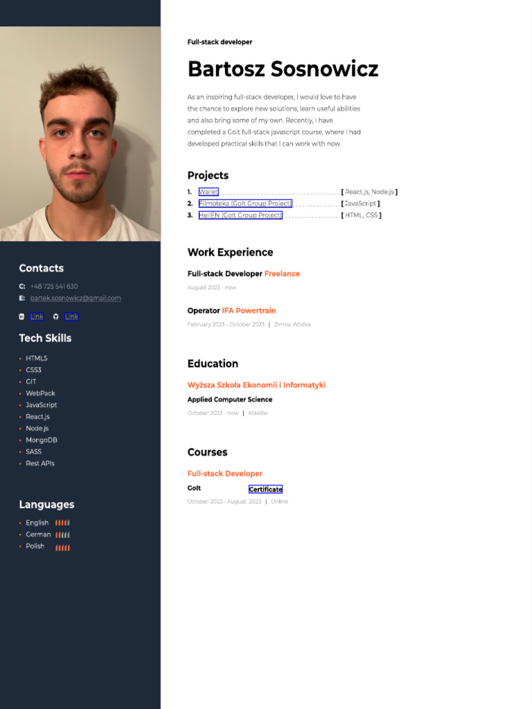 Bartosz Sosnowicz: Projects | PDF