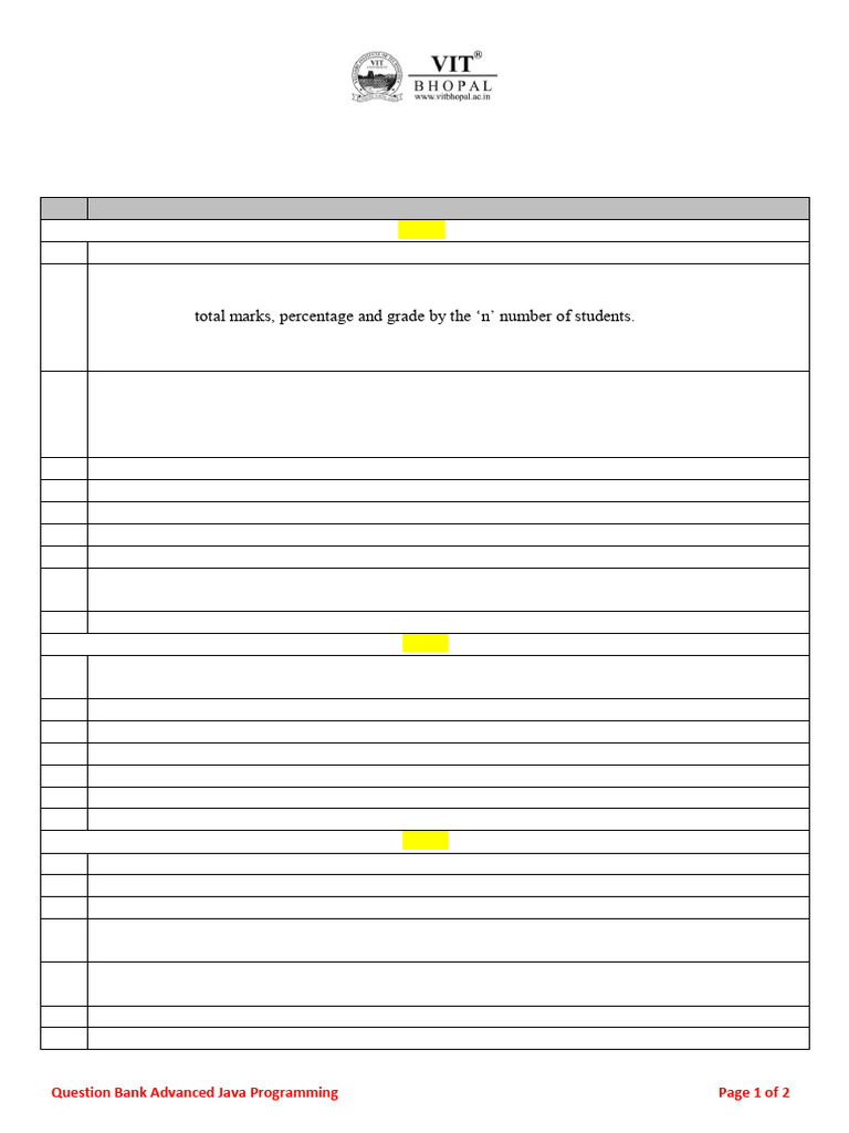 Adv Java Programming Qs Bank Unit 123 2 Pdf Databases Method Computer Programming