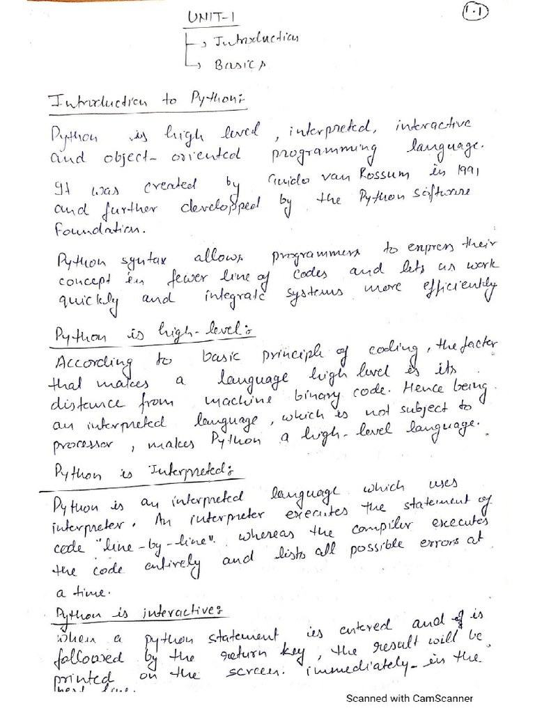 Python Unit-1 | PDF