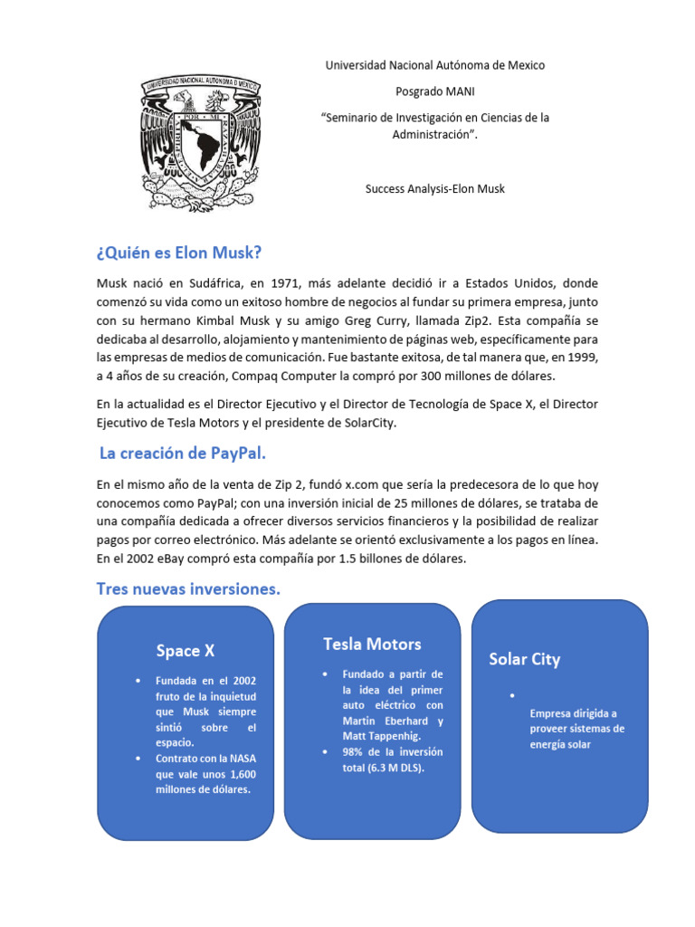 Elon Musk-Success Analysis | PDF | Elon Musk