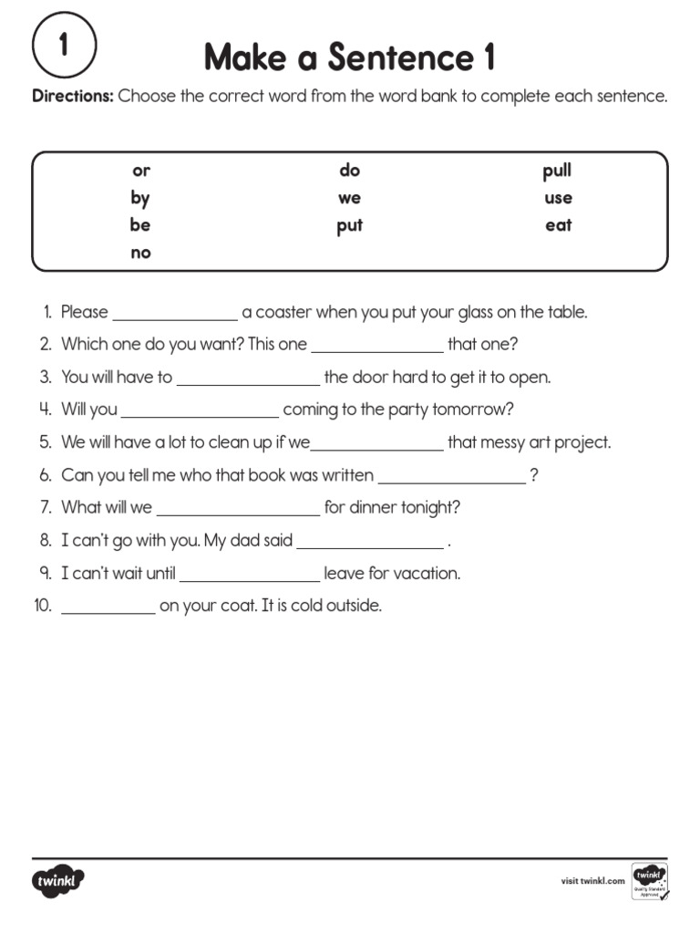 Sentence Completion Exercises for Kids | PDF