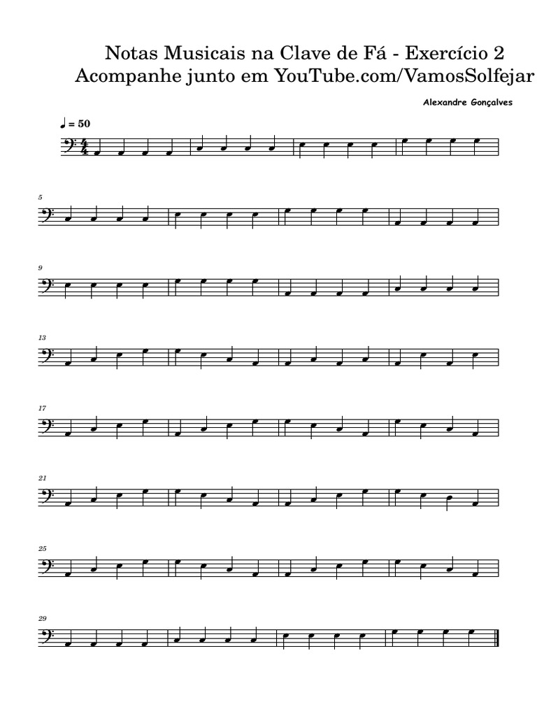 Ejercicio de Solfeo en Clave de Fá | PDF