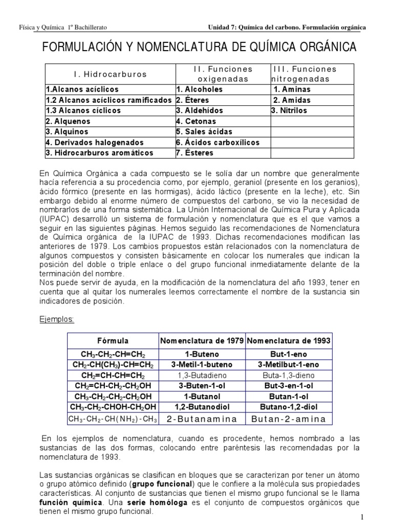 Formulación y Nomenclatura Orgánica | PDF | Compuestos orgánicos ...