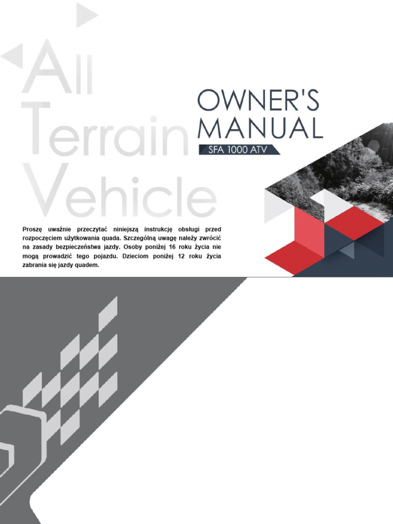 Owner's Manual SFA 1000 ATV | PDF