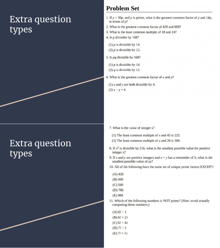 Problem Sets (Divisibility, GCF LCM) | PDF