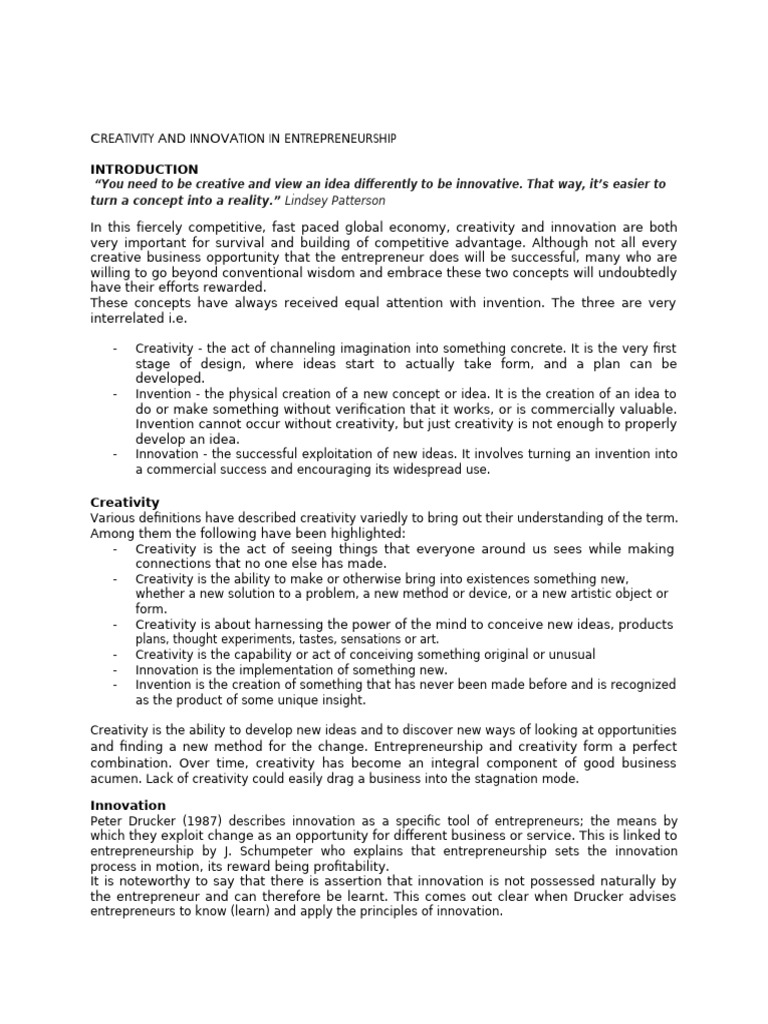 TOPIC TWO-Creativity and Innovation | PDF | Entrepreneurship | Brainstorming