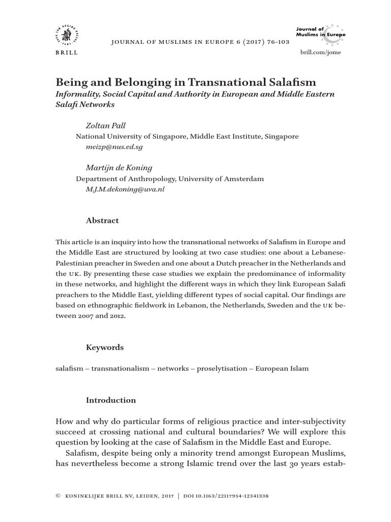 Zoltan Pall and Matijn de Koning - Being and Belonging in Transnational ...