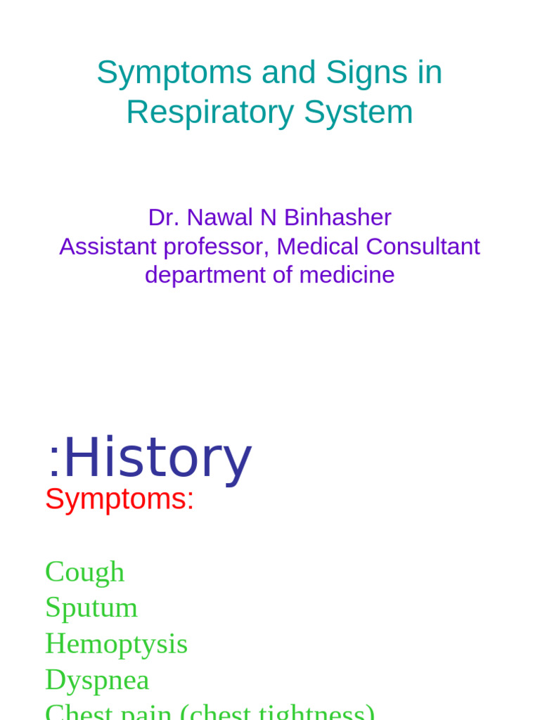 Respiratory Symptoms and Signs Overview | PDF | Cough | Respiratory ...