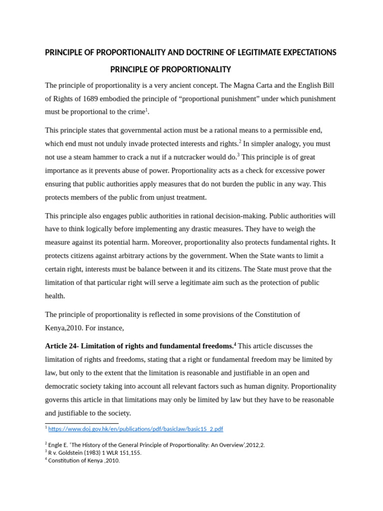Principle of Proportionality and Legitimate Expectation(Vivian) | PDF ...