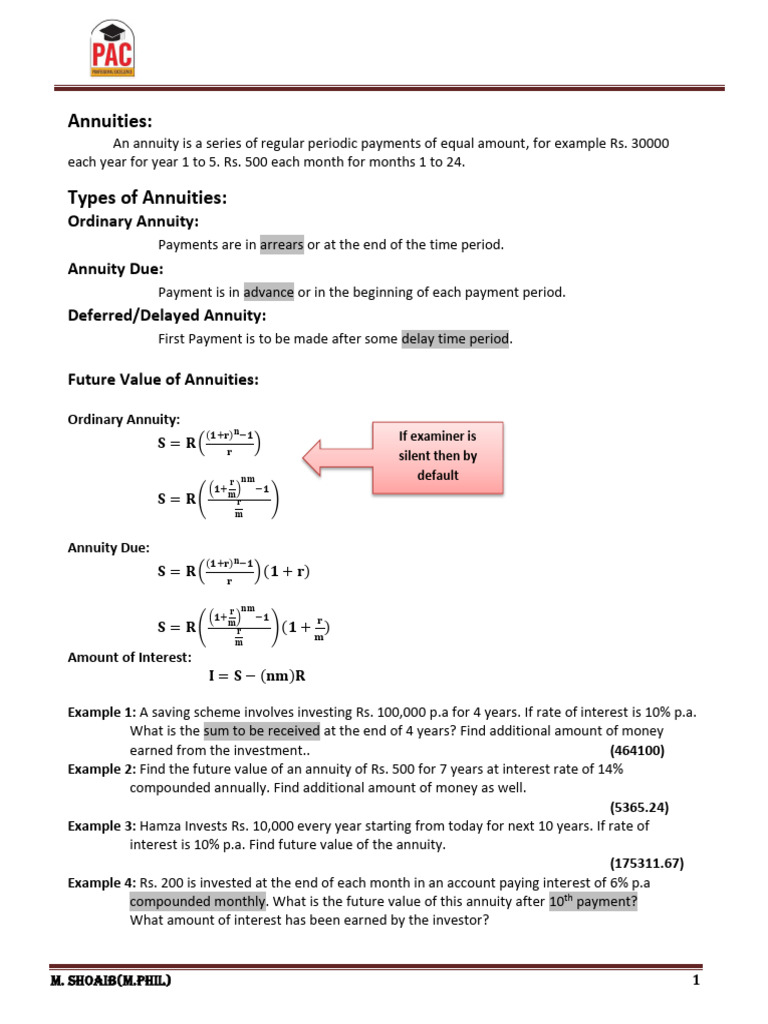 Understanding Annuities and Cash Flows | PDF | Net Present Value ...