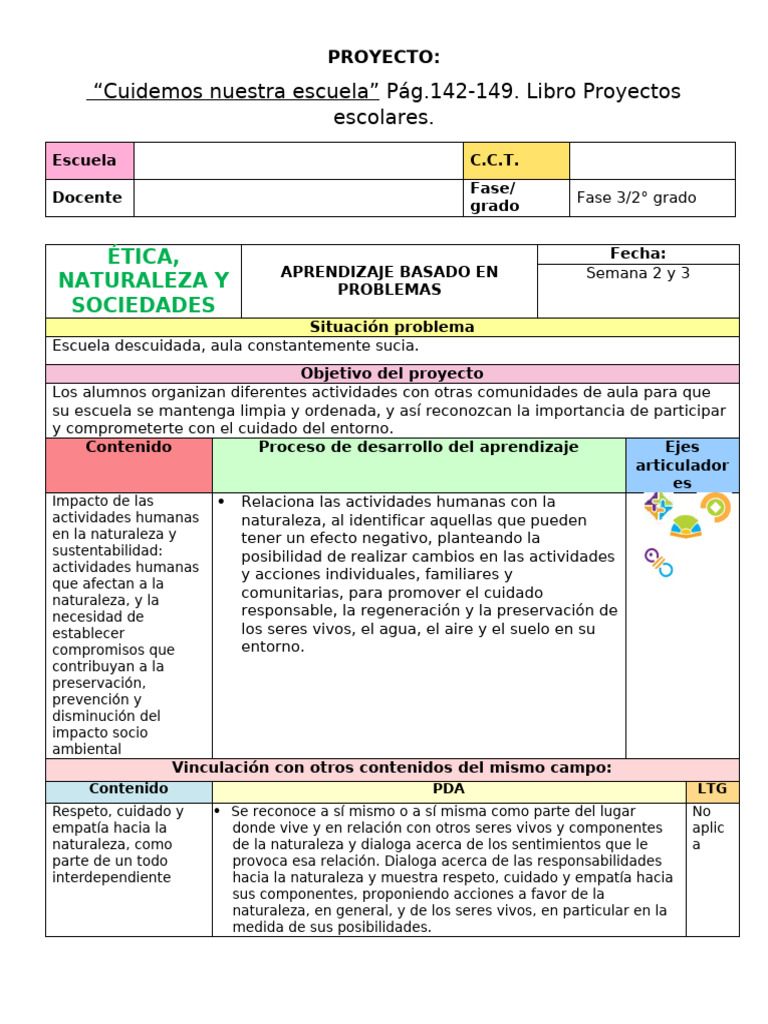 Cuidemos Nuestra Escuela: Proyecto Escolar | PDF | Escuelas | Salón de ...