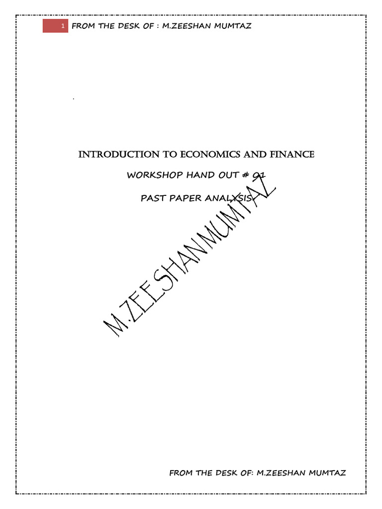 Economics and Finance Workshop Overview | PDF | Economics | Economic System