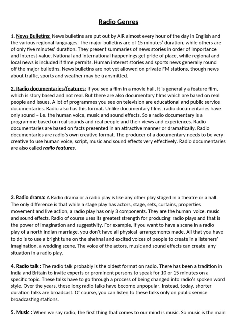 Radio Genres | PDF | Documentary Film | News