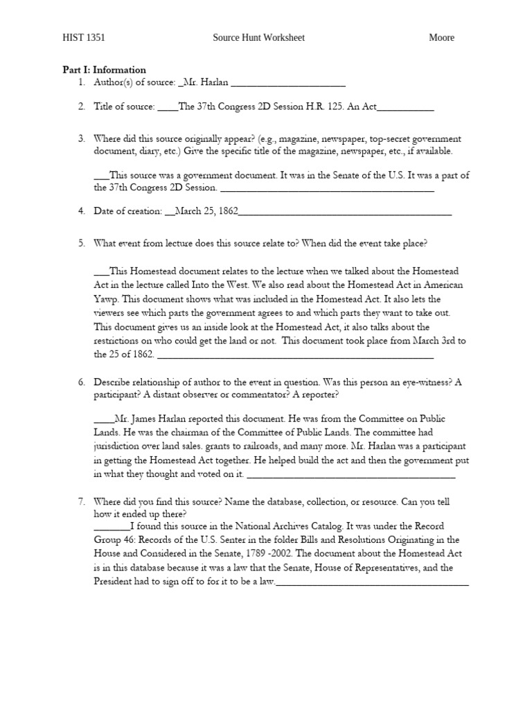 1351 - Source Hunt Worksheet - Savannah Moore | PDF