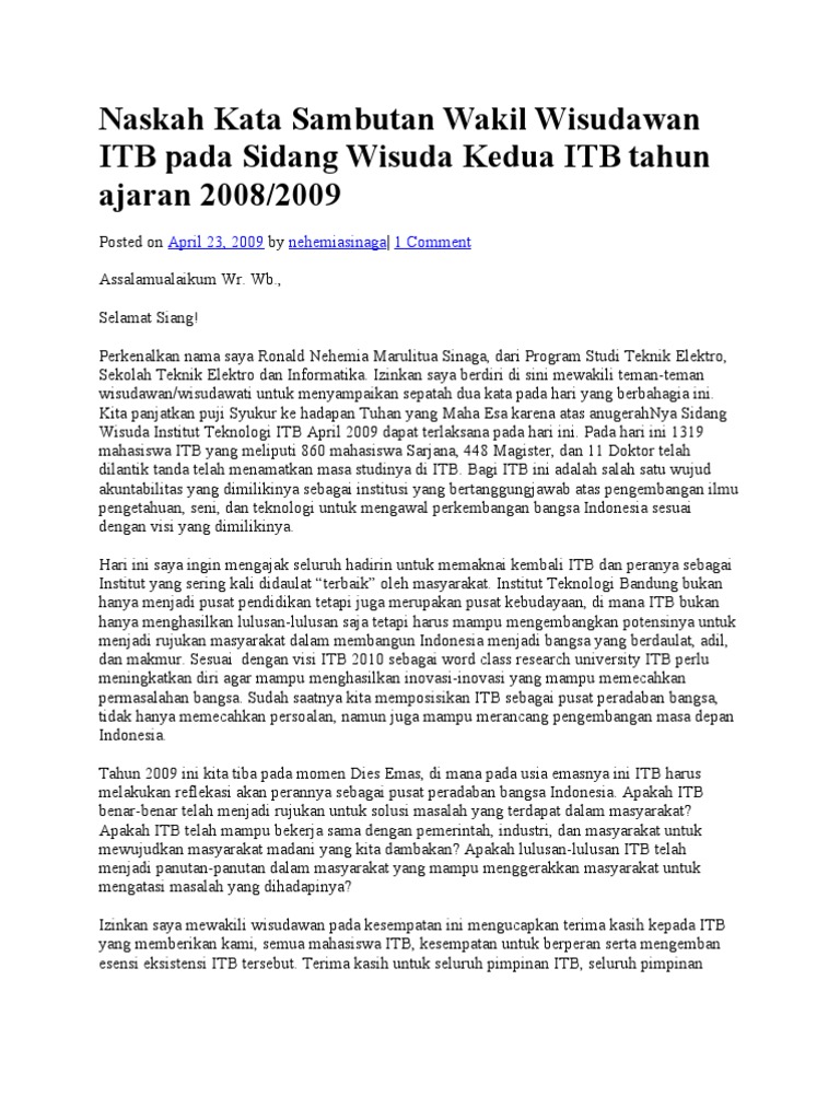 Contoh Naskah Wisudawan | PDF