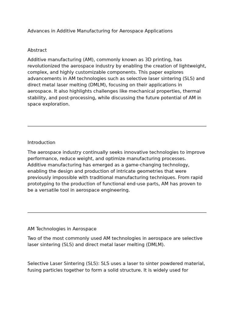 Advances in Additive Manufacturing For Aerospace Applications | PDF | 3 ...
