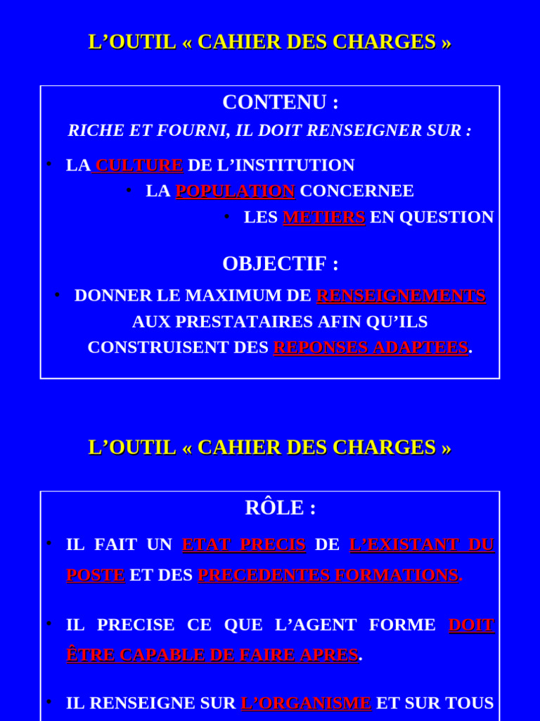 LE CAHIER DES CHARGES | PDF