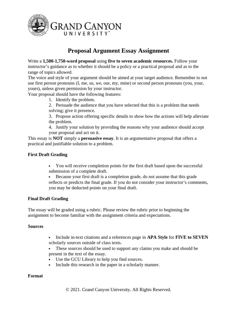 Proposal Argument Essay Guidelines | PDF | Essays | Apa Style