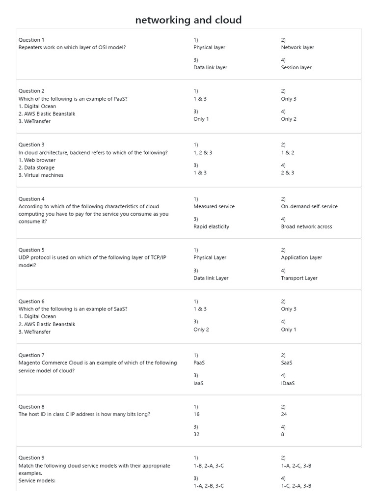 networking and cloud | PDF | Cloud Computing | Internet Protocol Suite