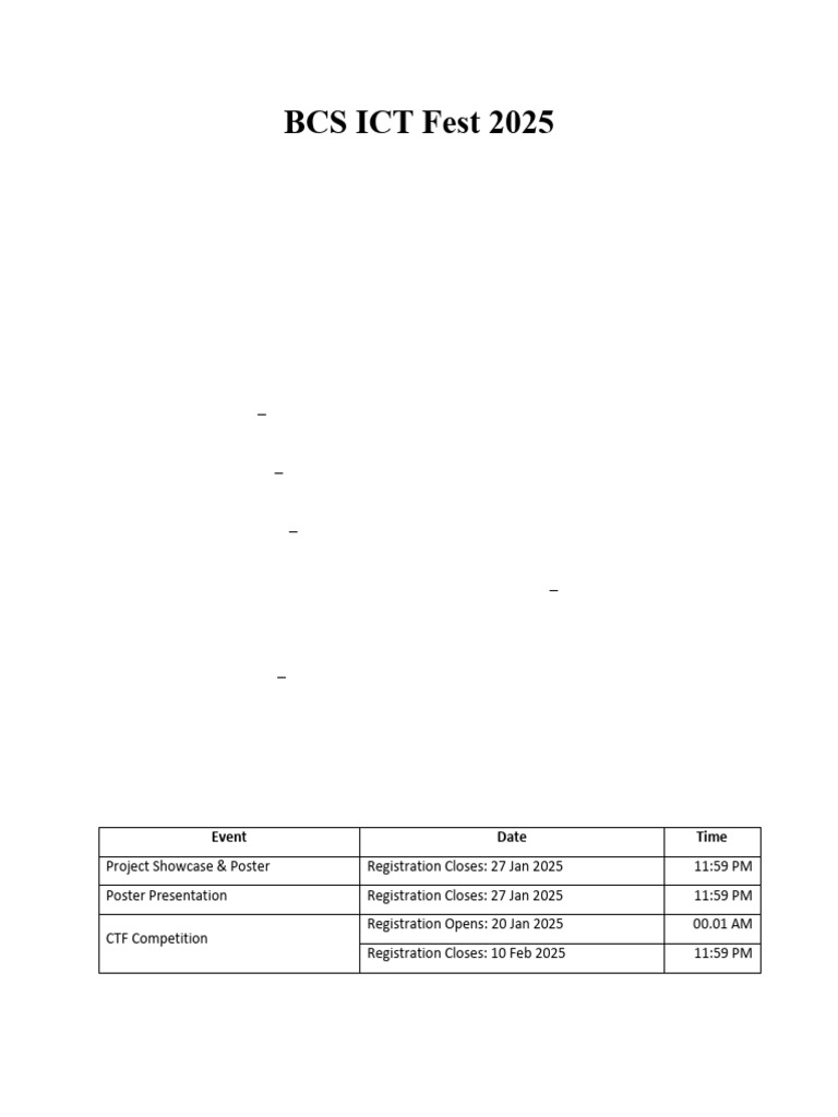 BCS ICT Fest 2025 Schedule | PDF | Information Age | Computing