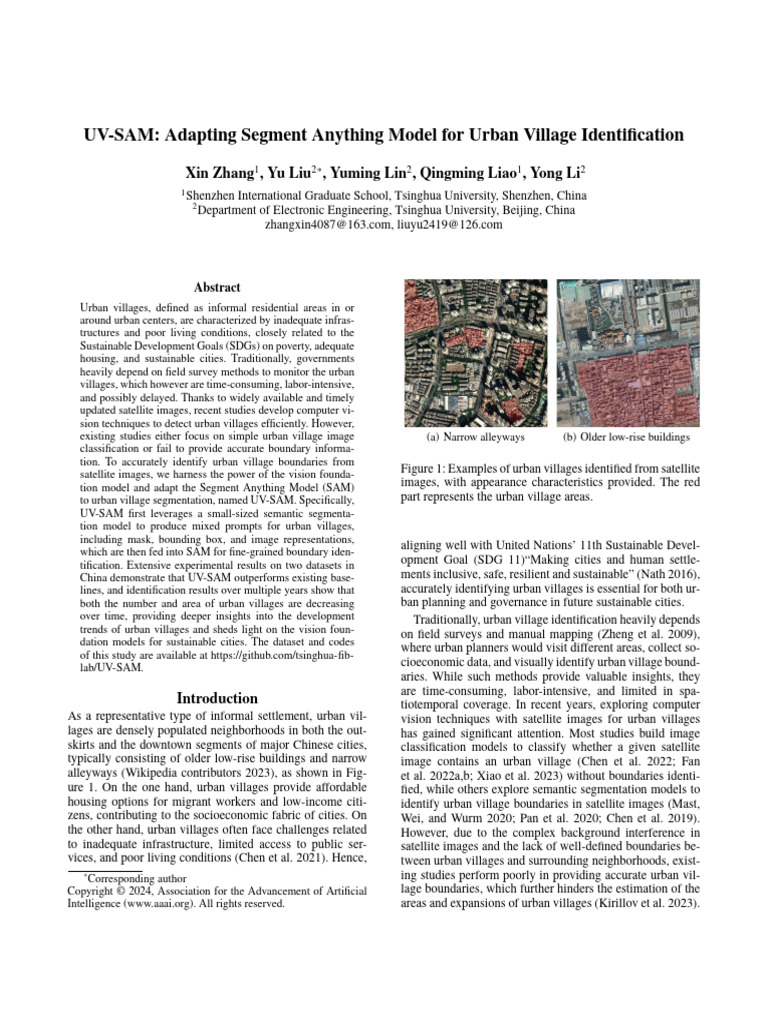 UV-SAM Adapting Segment Anything Model For Urban Village Identification ...