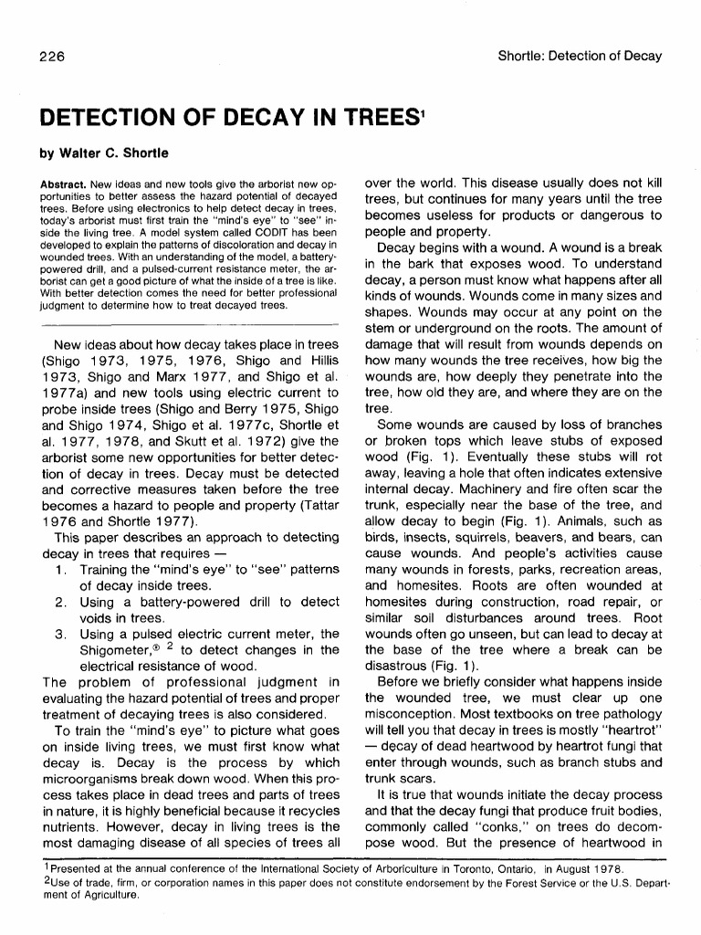 Shortle - 1979 - Detection of Decay in Trees | PDF | Wood | Trees