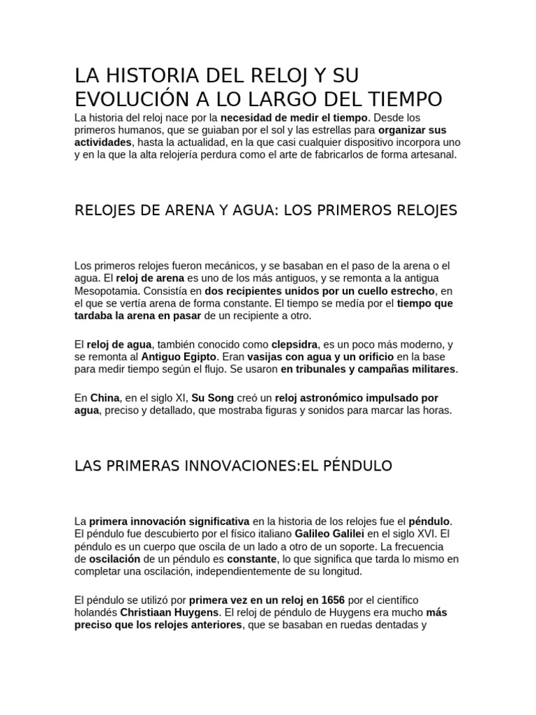 Evolución del Reloj a lo Largo del Tiempo | PDF | Reloj | Hora