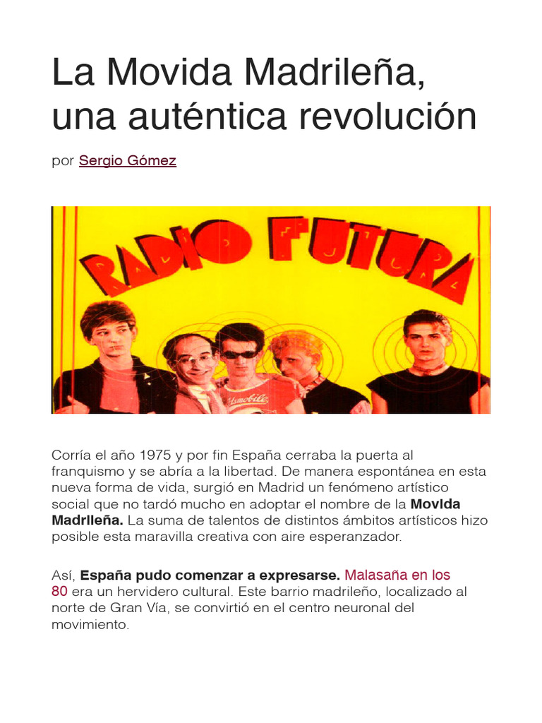 La Movida Madrileña | PDF | Madrid