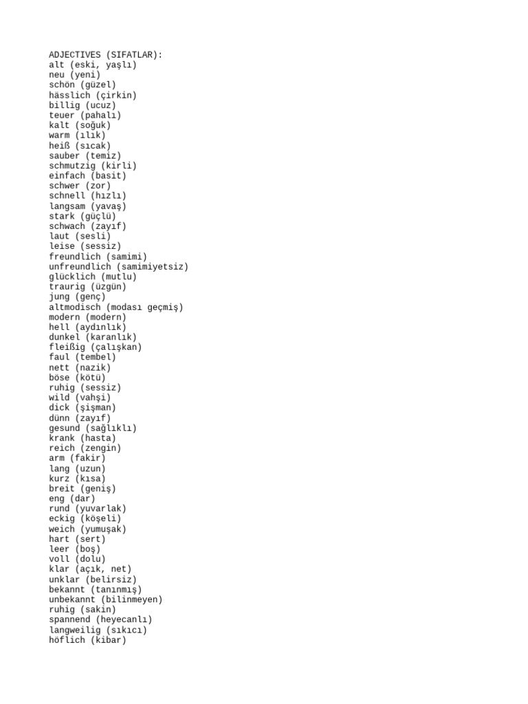 Revised A2 Vocabulary 400 Words | PDF