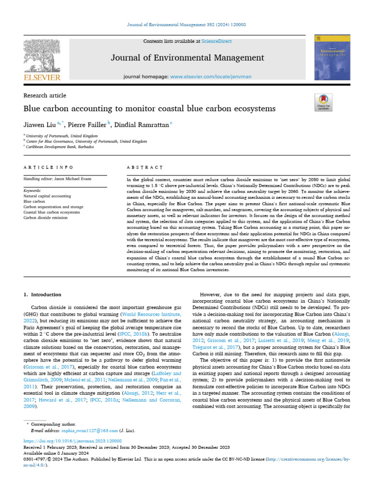 Blue Carbon Accounting To Monitor Coastal Blue Carbon Ecosystems | PDF ...