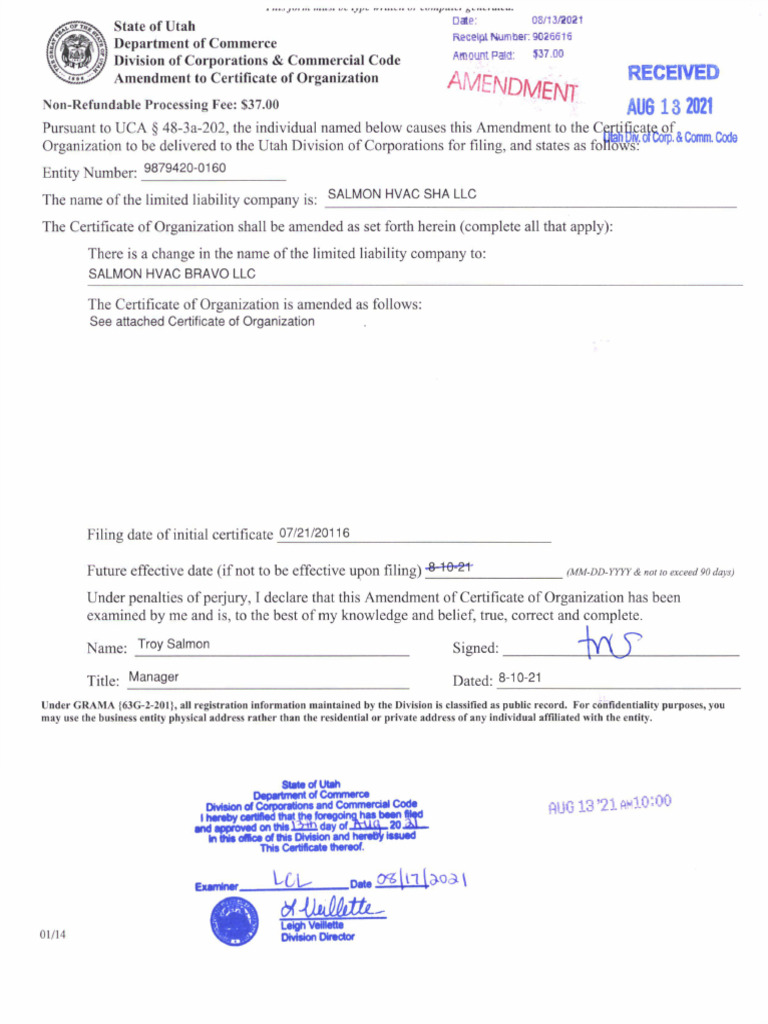 Amendment Art of Org Issuance of Member Interest | PDF
