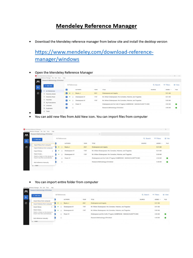 Mendeley Reference Manager Guide | PDF