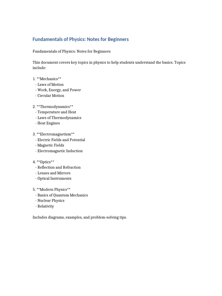 Beginner's Guide to Physics Concepts | PDF