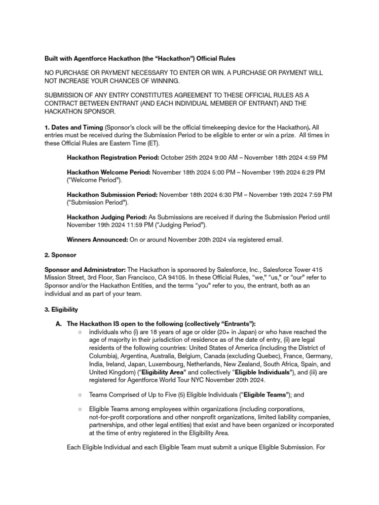 Agentforce Hackathon Rules | PDF | Intellectual Property | Arbitration