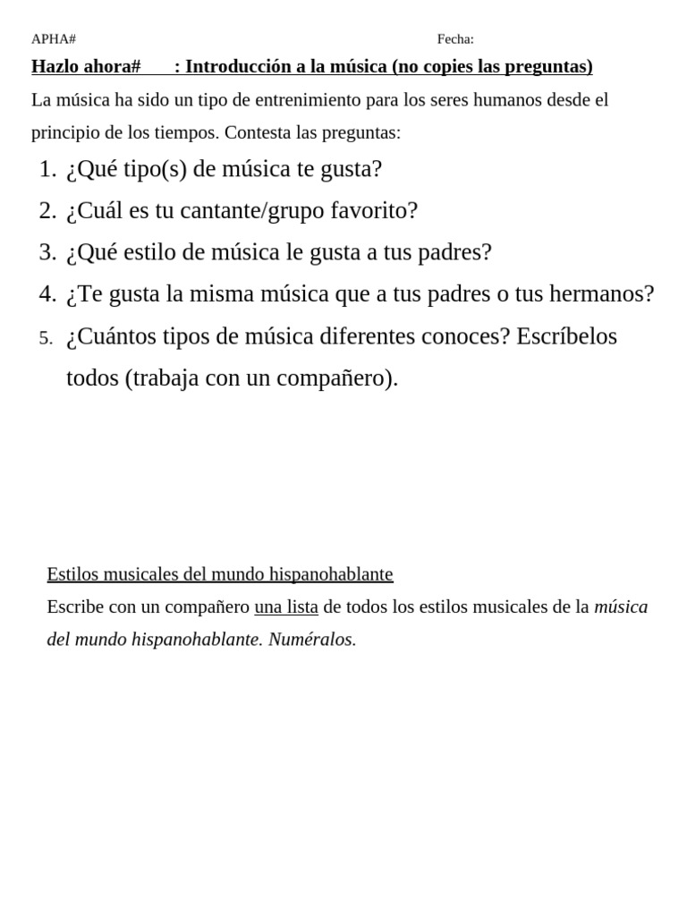 Estilos Musicales del Mundo Hispano | PDF