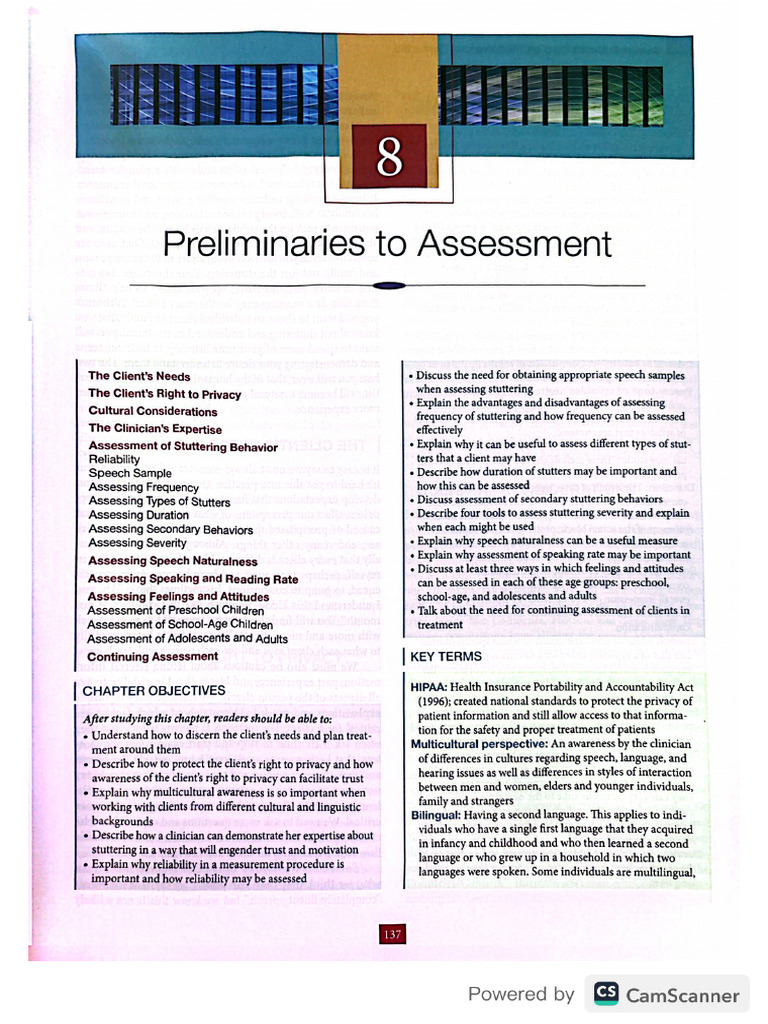 Chapter 8 preliminaries to assessment | PDF