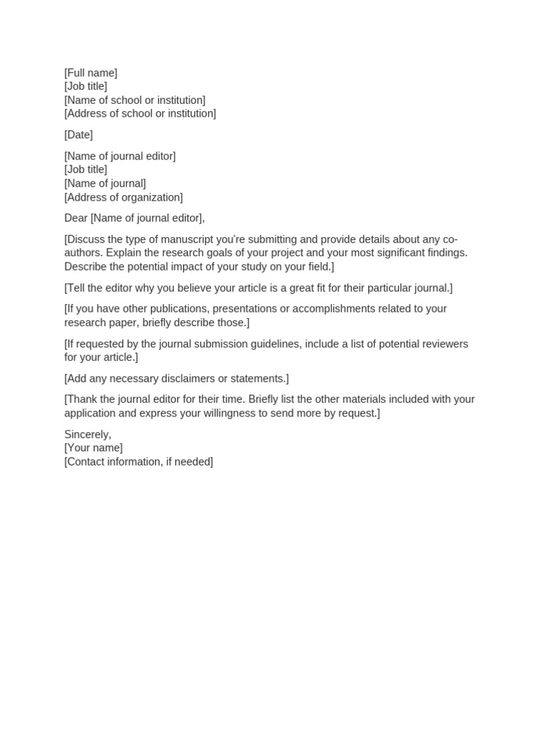 Research Paper Cover Letter Template 2 | PDF